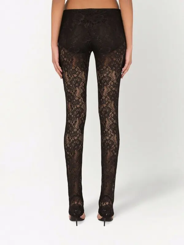 Dolce & Gabbana Floral-lace Slim-cut Leggings