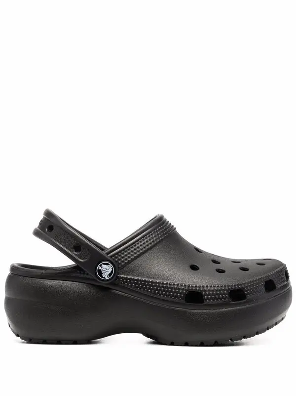 CROCS Classic Platform Clog Slides - Black