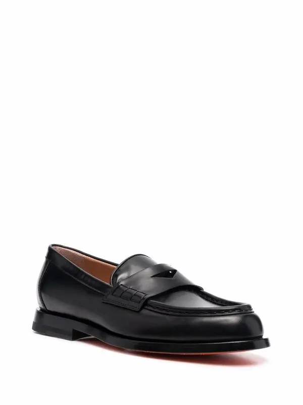 Santoni Penny Leather Loafers