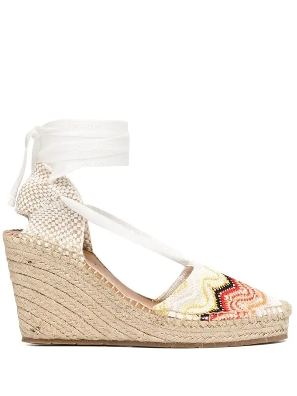 Missoni Signature Zigzag Wedge Espadrilles - White
