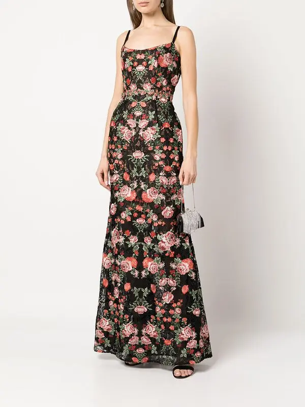 Marchesa Embroidered Floral Gown