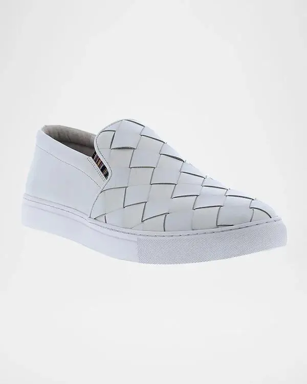 Robert Graham Erosion Woven Leather Low-top Sneakers