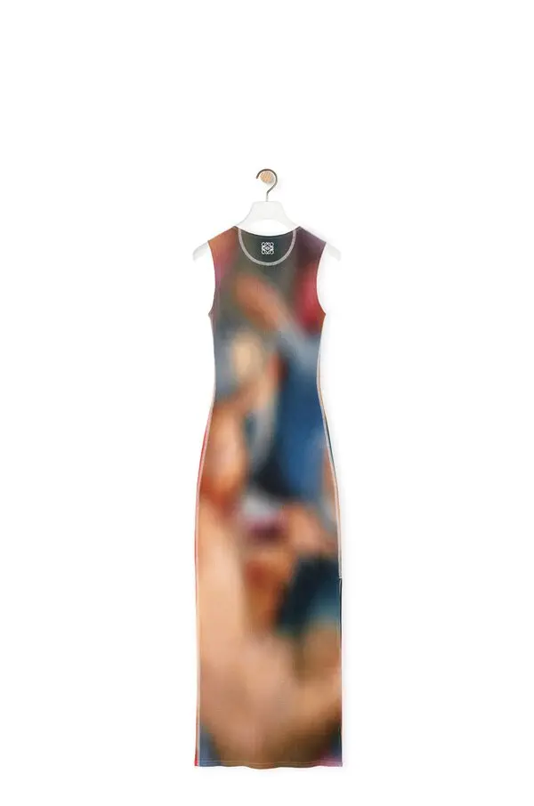 Loewe Luxury Blur Print Tank Dress In Cotton