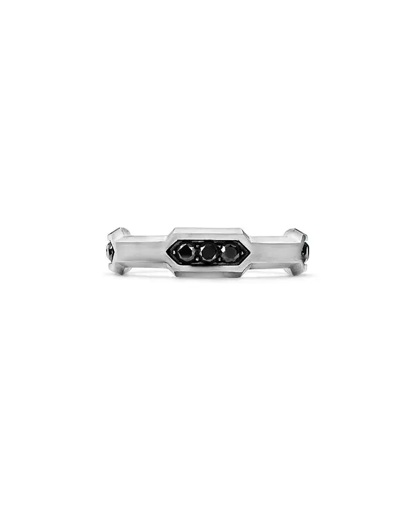 David Yurman Hex Station Band Ring - Black/silver