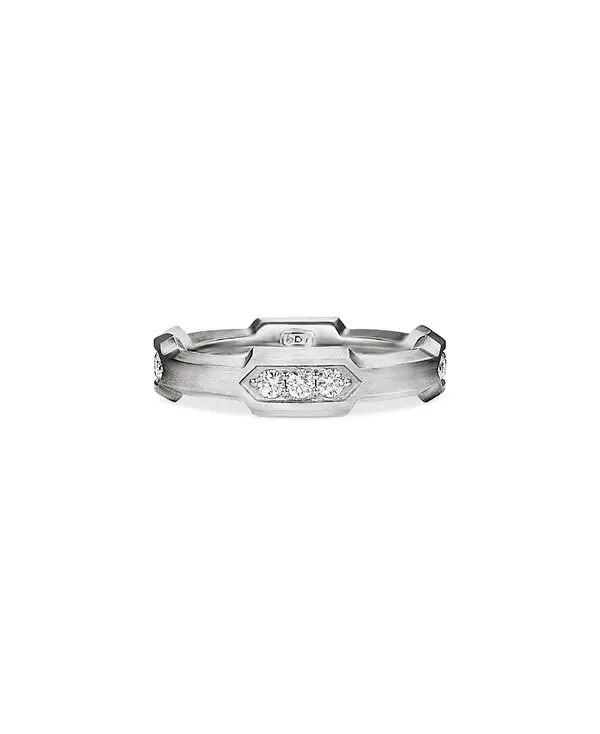 David Yurman Hex Station Band Ring - Silver
