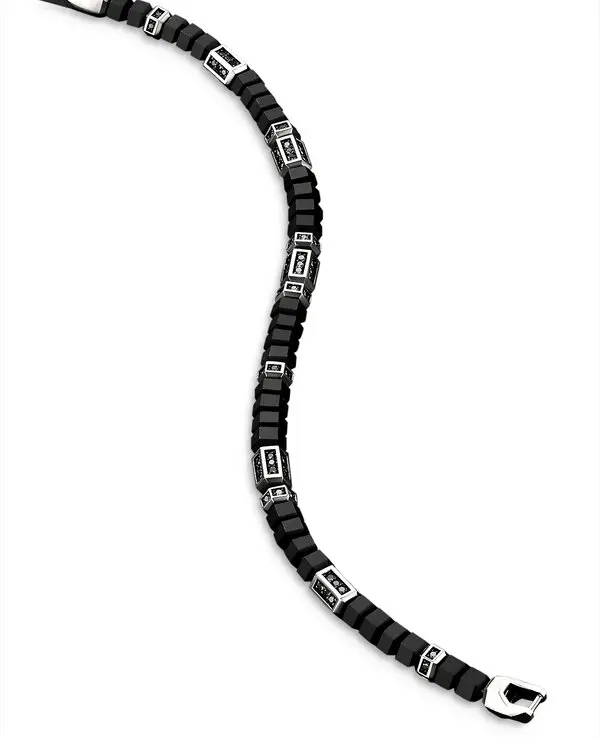 David Yurman Hex Bead Bracelet With Black Onyx And Diamonds