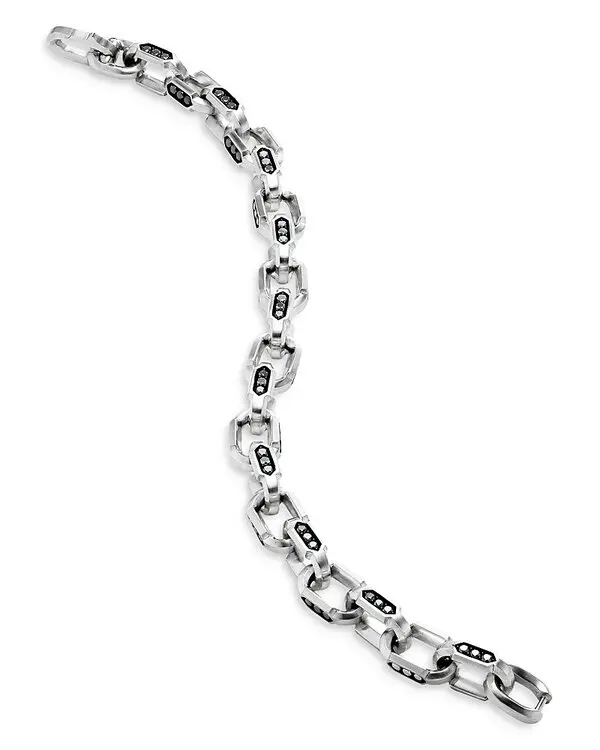 David Yurman Sterling Silver And Black Diamond Link Bracelet - Black/silver
