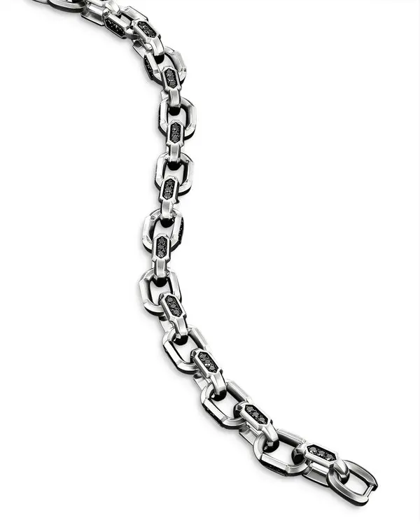 David Yurman Sterling Silver And Black Diamond Link Bracelet