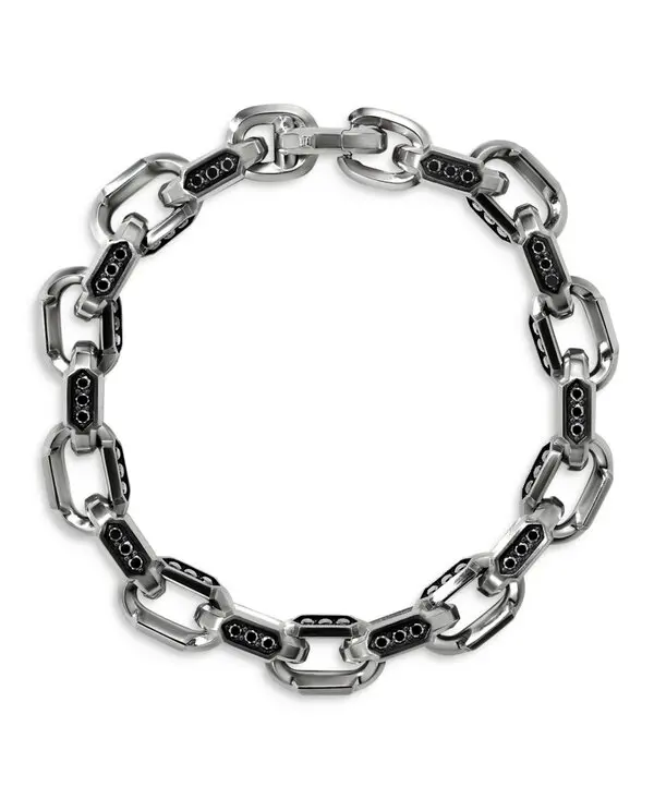 David Yurman Sterling Silver And Black Diamond Link Bracelet