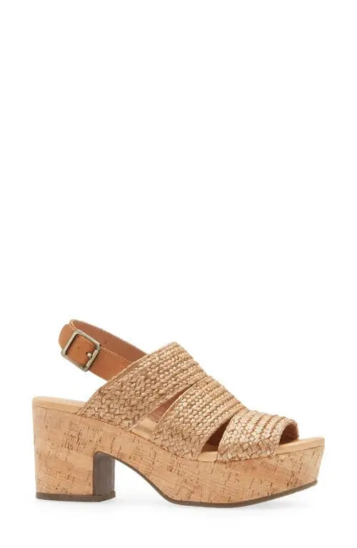 CHOCOLAT BLU Galya Platform Slingback Sandals - Natural Raffia