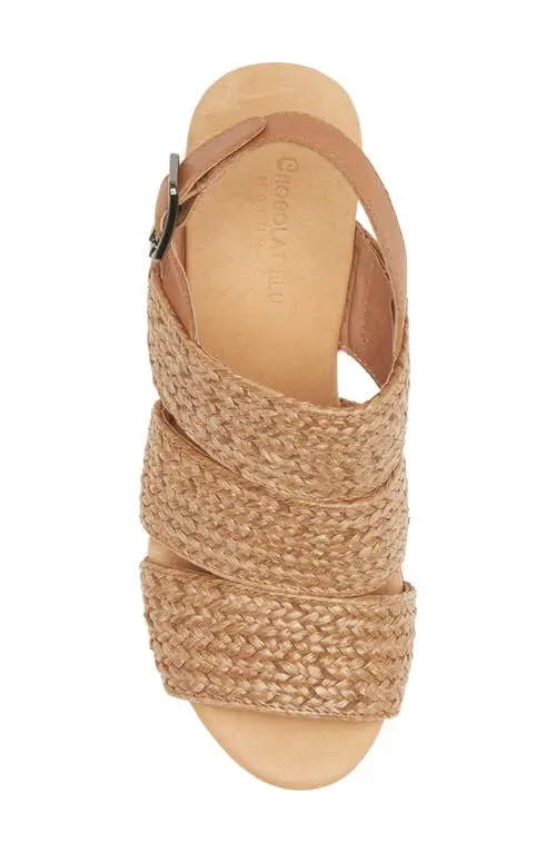 CHOCOLAT BLU Galya Platform Slingback Sandals - Natural Raffia