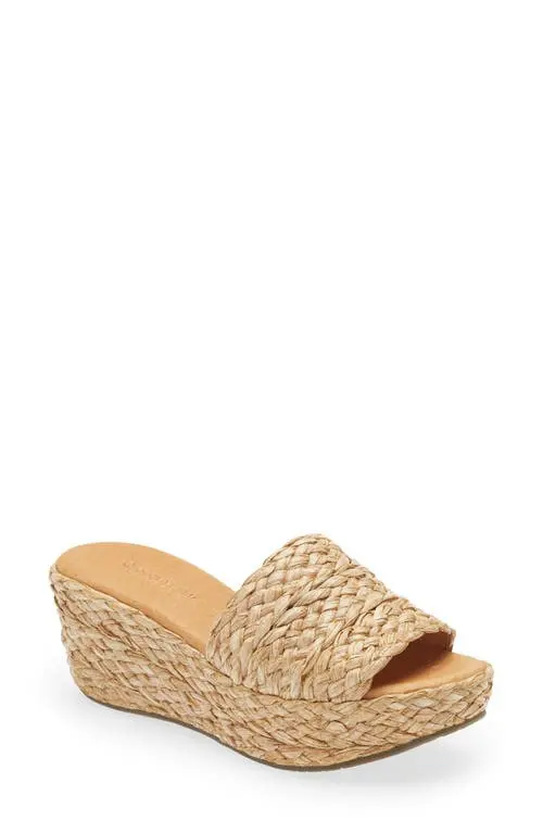 CHOCOLAT BLU Yunis Raffia Wedge Sandals - Natural Raffia