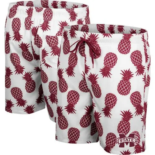 COLOSSEUM Mississippi State Bulldogs Pineapple Swim Shorts - White
