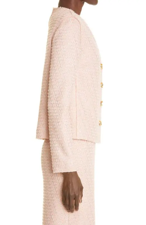 St. John Raw Edge Sequin Tweed Knit Jacket