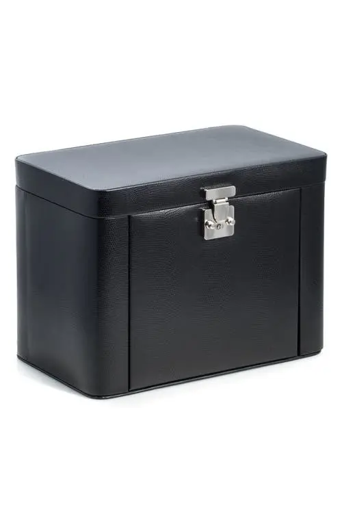 BEY-BERK Lizard Print Leather Jewelry Box - Black