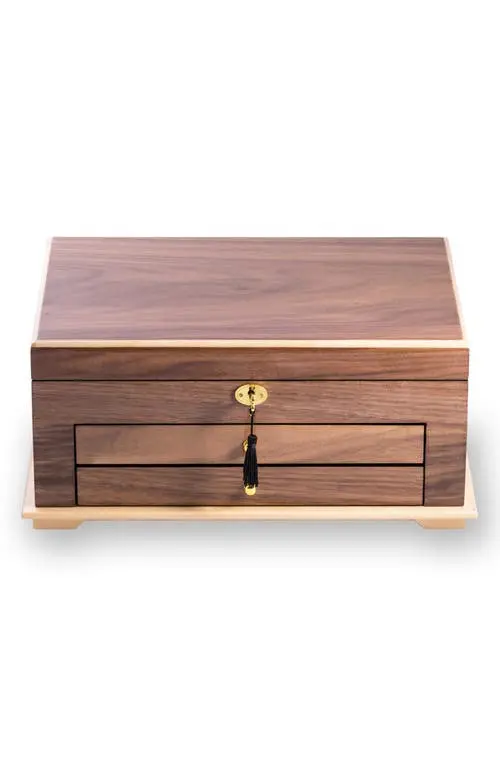 BEY-BERK 3 Level Jewelry Box - Walnut