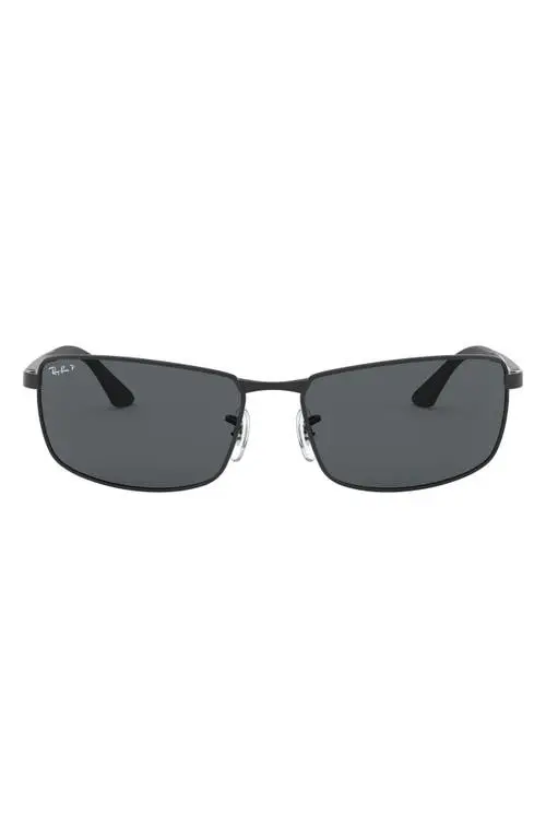 Ray-ban 61mm Polarized Rectangle Sunglasses - Grey Polar