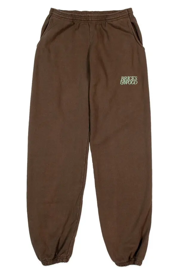 BRICKS & WOOD Bricks And Wood Oversize Logo Sweatpants - Chocolate
