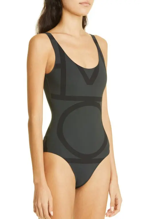 TOTEME Logo One-piece Swimsuit - Black Monogram