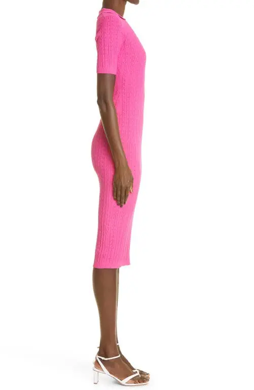 Adam Lippes Pointelle Knit Midi Polo Dress
