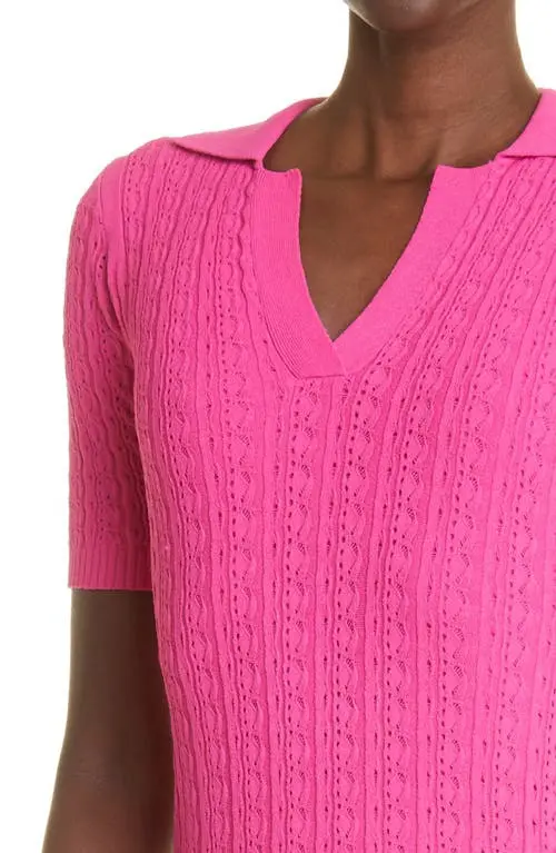 Adam Lippes Pointelle Knit Midi Polo Dress