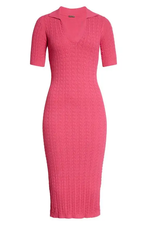 Adam Lippes Pointelle Knit Midi Polo Dress