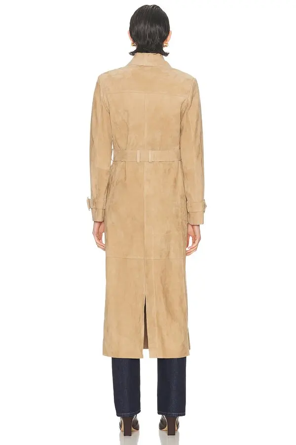 Nour Hammour Tate Suede Trench Coat - Sable