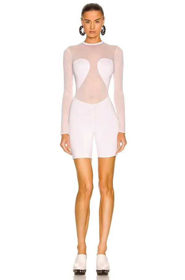 Alaïa Second Skin Biker Short Romper - Blanc