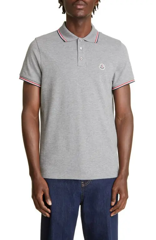 Moncler Tipped Piqué Polo - Grey