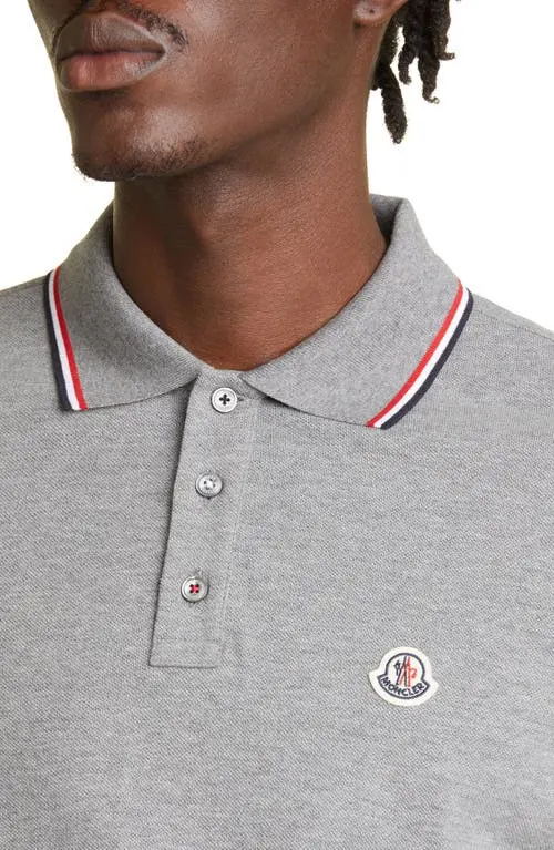 Moncler Tipped Piqué Polo - Grey