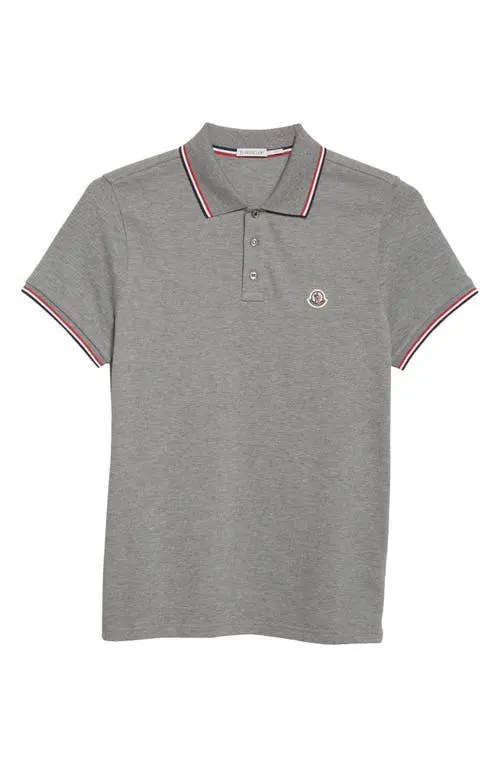 Moncler Tipped Piqué Polo - Grey