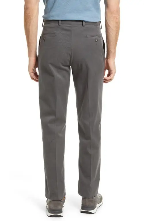 Berle Charleston Khakis Flat Front Brushed Stretch Twill Pants - Grey