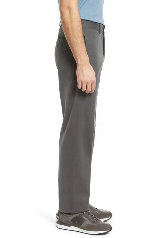 Berle Charleston Khakis Flat Front Brushed Stretch Twill Pants - Grey