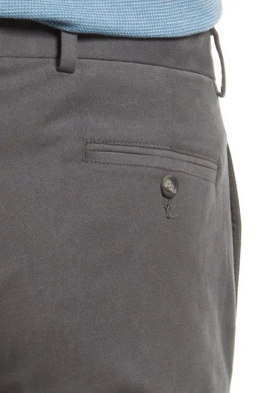 Berle Charleston Khakis Flat Front Brushed Stretch Twill Pants - Grey