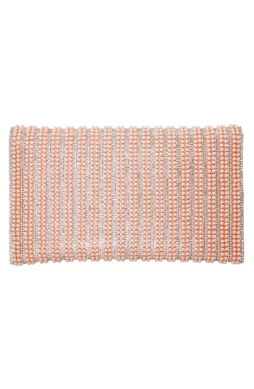Nina Crystal And Imitation Pearl Embellished Clutch - Pearl Rose