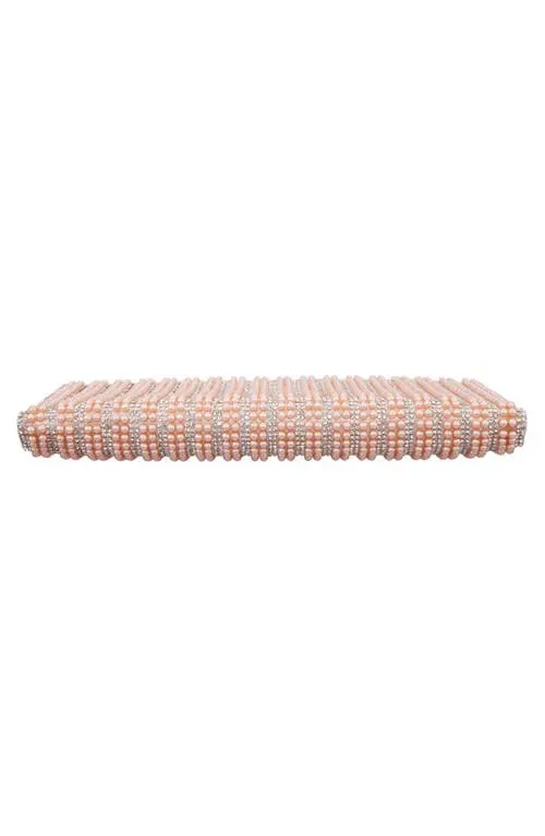 Nina Crystal And Imitation Pearl Embellished Clutch - Pearl Rose