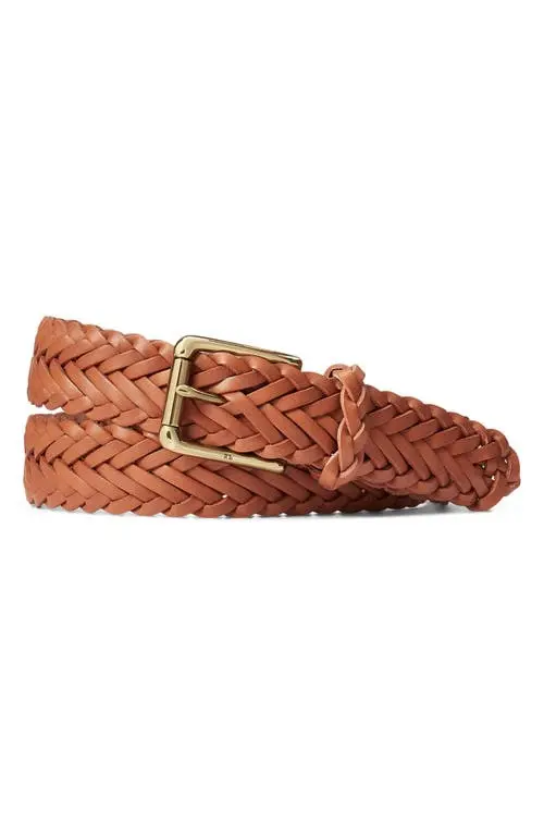 Ralph Lauren Purple Label Braided Leather Belt - Rl Gold