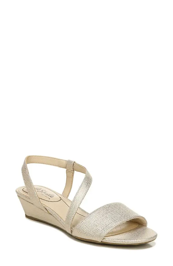 LIFESTRIDE Yasmine Wedge Sandal - Light Gold Synthetic