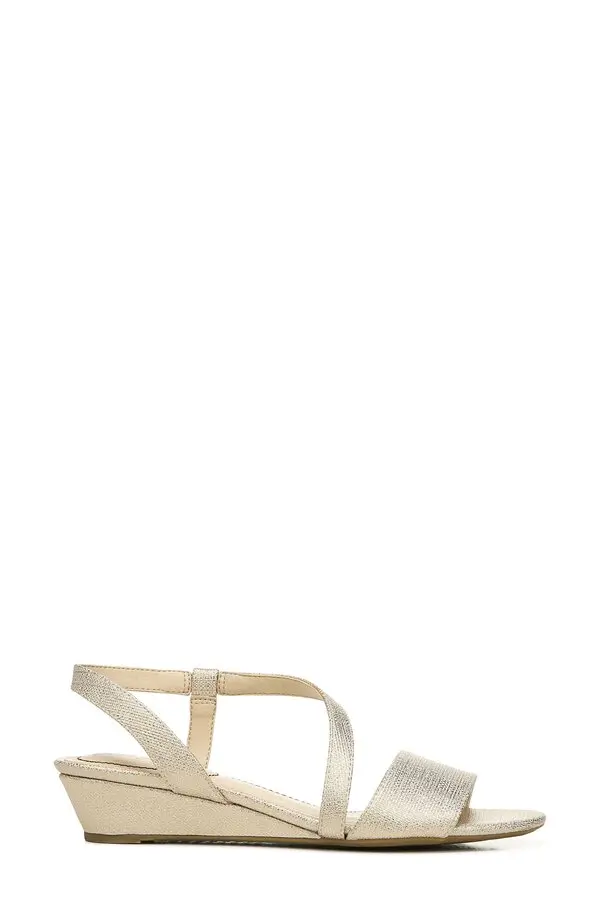 LIFESTRIDE Yasmine Wedge Sandal - Light Gold Synthetic