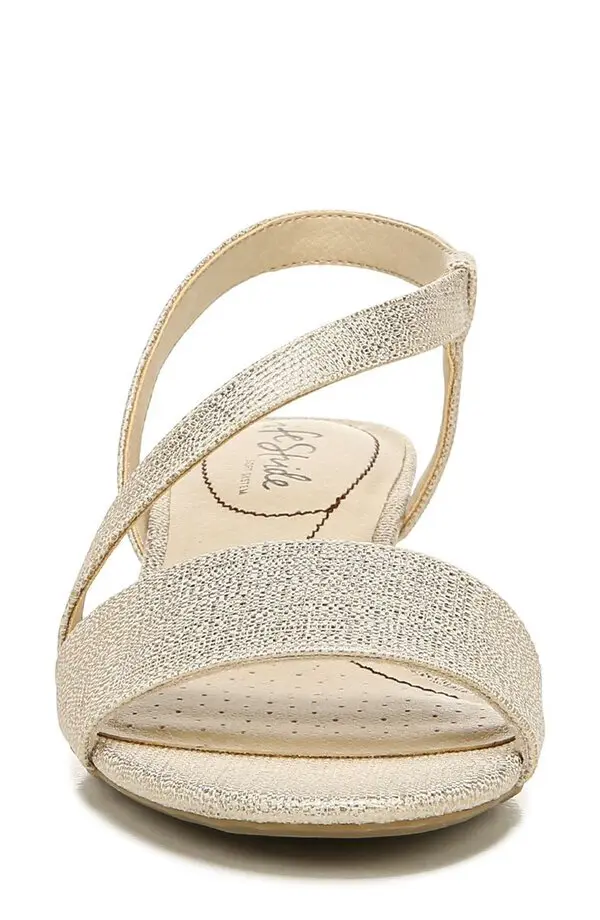 LIFESTRIDE Yasmine Wedge Sandal - Light Gold Synthetic