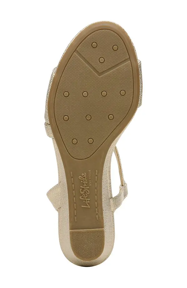 LIFESTRIDE Yasmine Wedge Sandal - Light Gold Synthetic