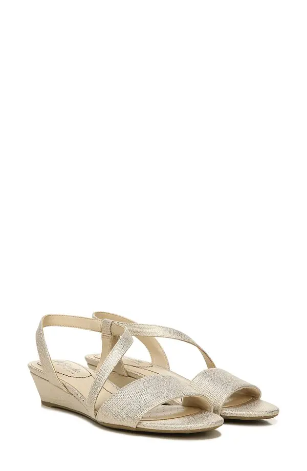 LIFESTRIDE Yasmine Wedge Sandal - Light Gold Synthetic