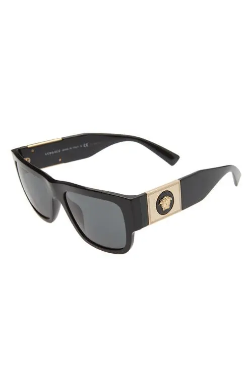 Versace 56mm Rectangle Sunglasses - Black/dark Grey