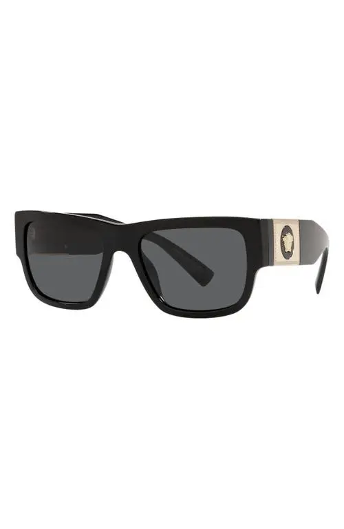 Versace 56mm Rectangle Sunglasses - Black/dark Grey