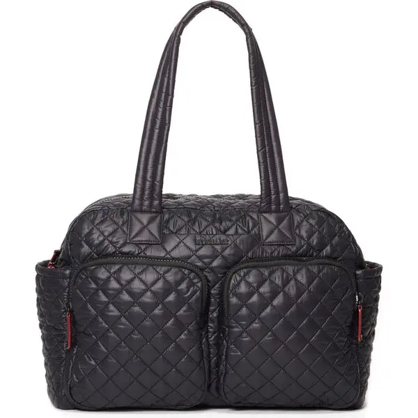 Mz Wallace Quilted Water-resistant Nylon Travel Bag - Black