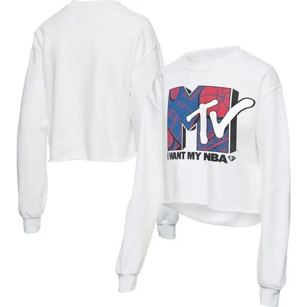 Junk Food Nba X Mtv I Want My Cropped Fleece Pullover Sweatshirt - White