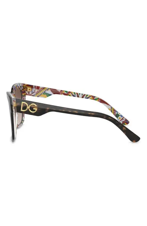Dolce & Gabbana 53mm Gradient Cat Eye Sunglasses - Brown Grad