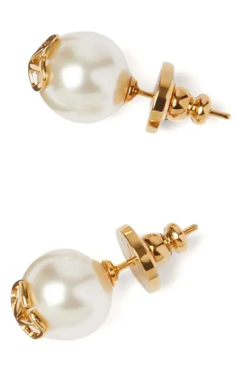 Valentino Garavani Vlogo Imitation Pearl Stud Earrings - Ivory/gold