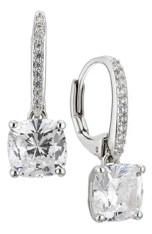 Nadri Modern Luv Cubic Zirconia Drop Earrings - Rhodium