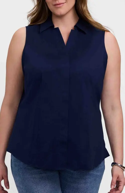 Foxcroft Taylor Non-iron Sleeveless Button-up Shirt - Navy